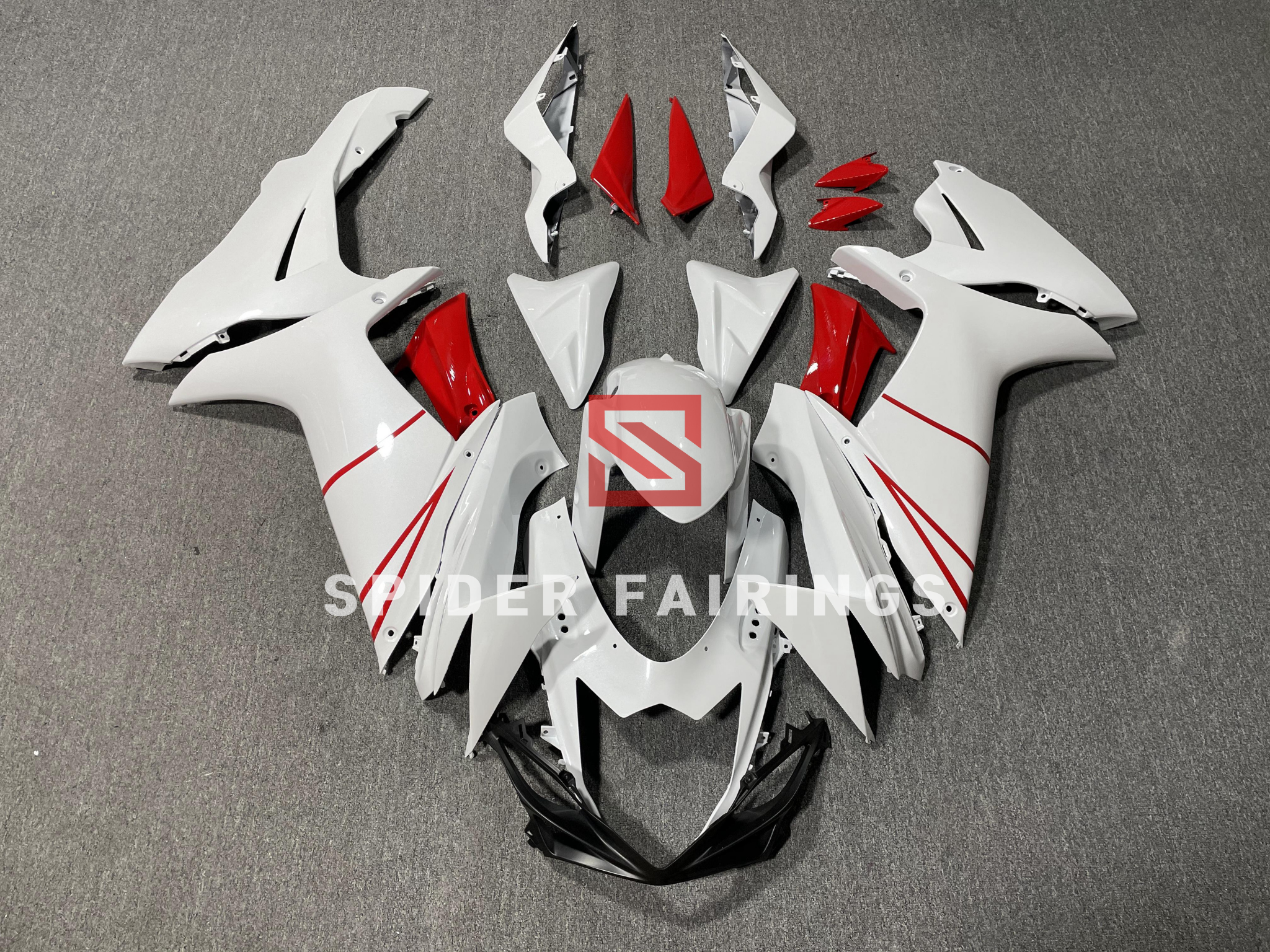 Gloss White and Red Suzuki GSXR600-750 2011-2025 – SpiderFairings