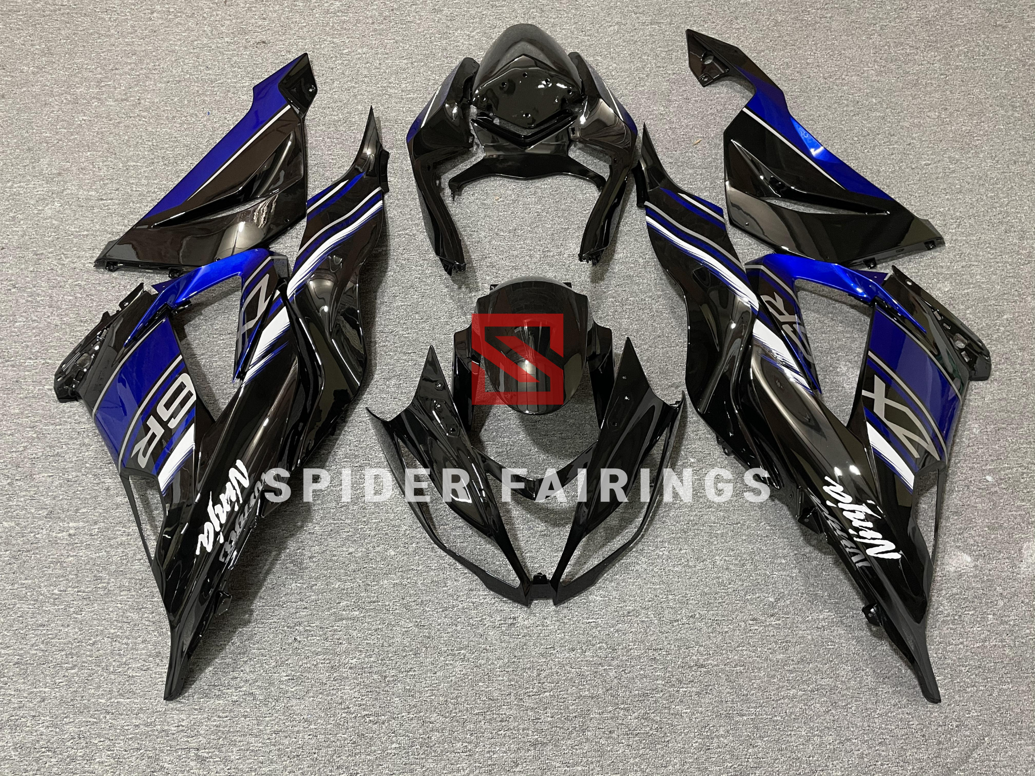 Gloss Black and Blue Kawasaki ZX-6R/636 2013-2018 – SpiderFairings