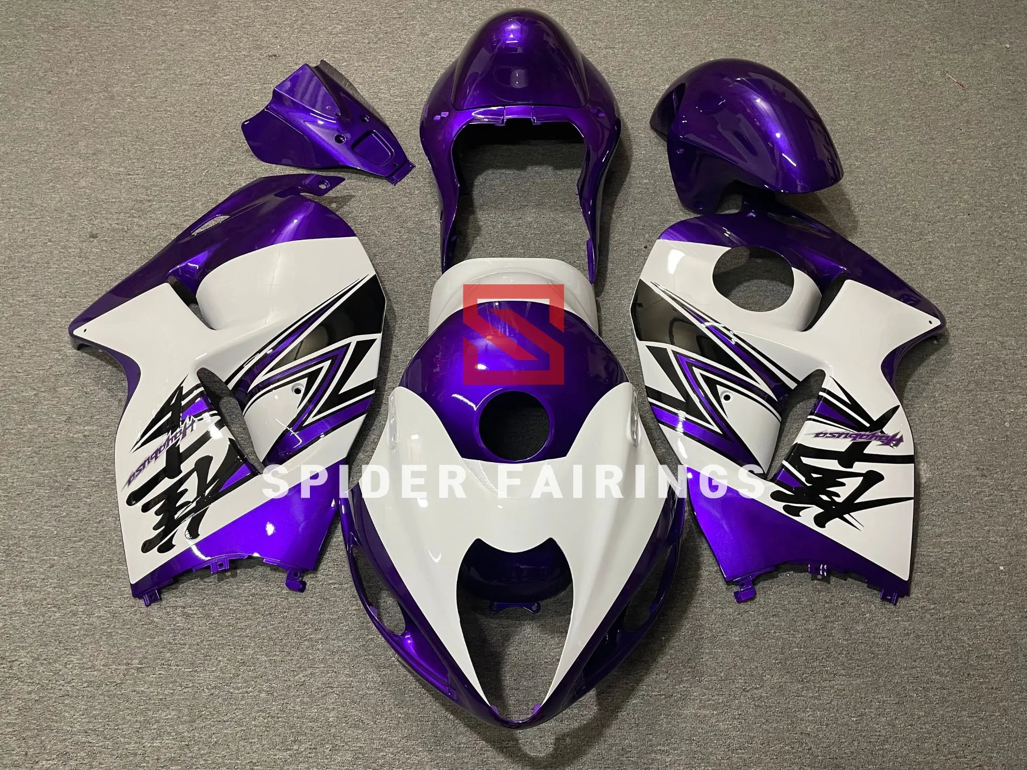 Dark Purple and White-Suzuki GSXR1300 1997-2007 – SpiderFairings