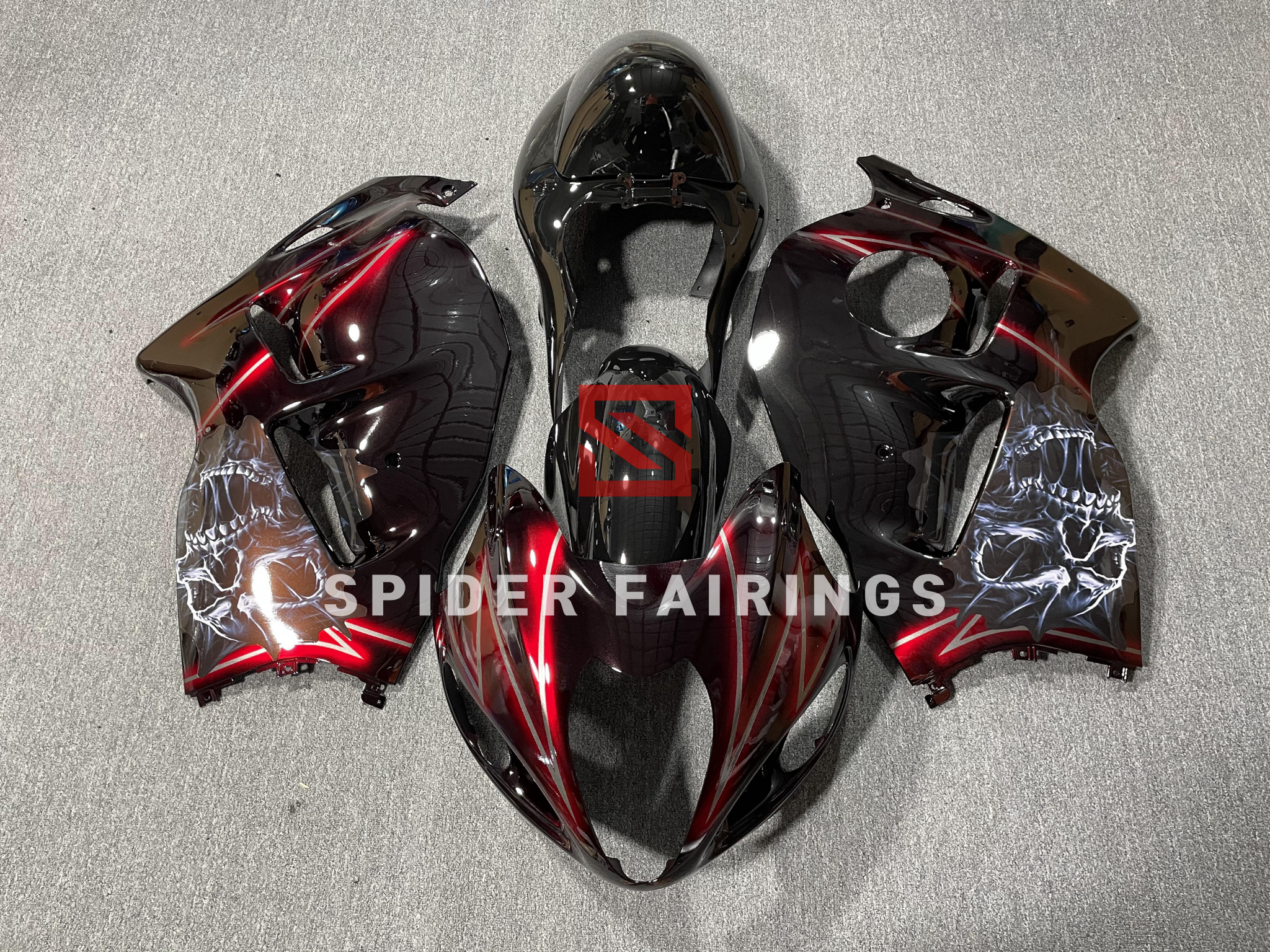 Black and Red Skull-Suzuki GSXR1300 1997-2007 – SpiderFairings