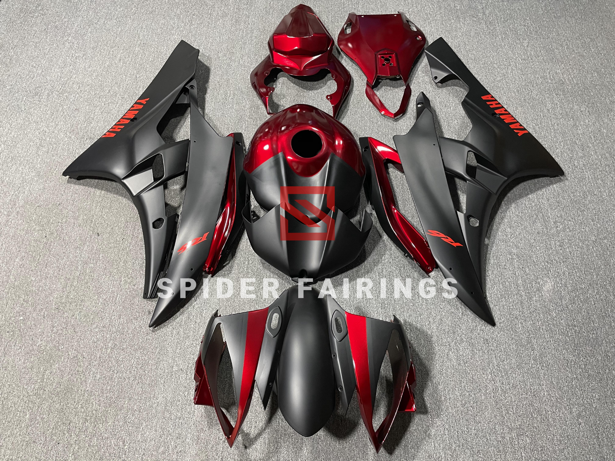 Matte Black and Red-Yamaha YZF R6 2006-2007 – SpiderFairings