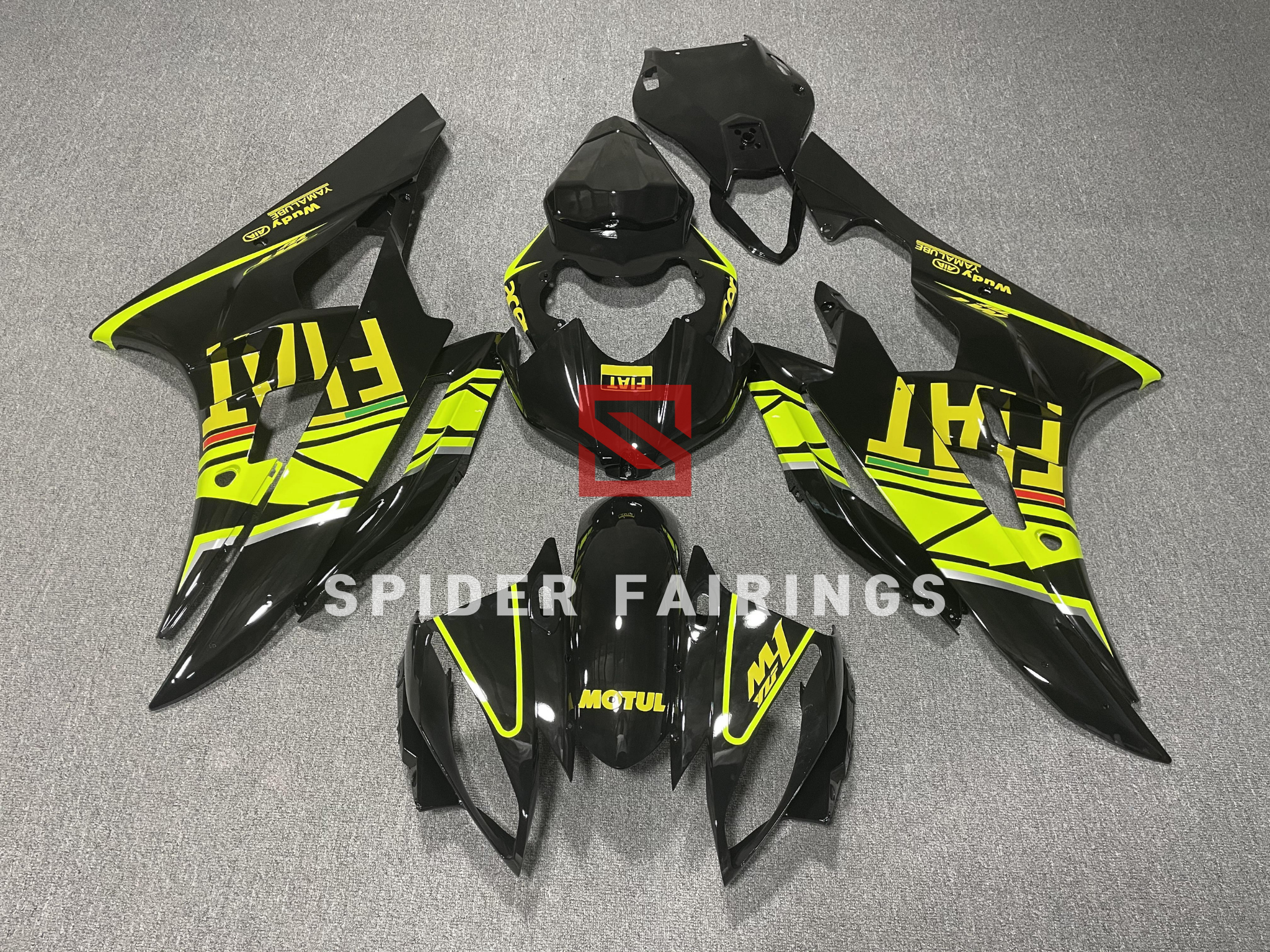 Black and Yellow FIAT-Yamaha YZF R6 2006-2007 – SpiderFairings