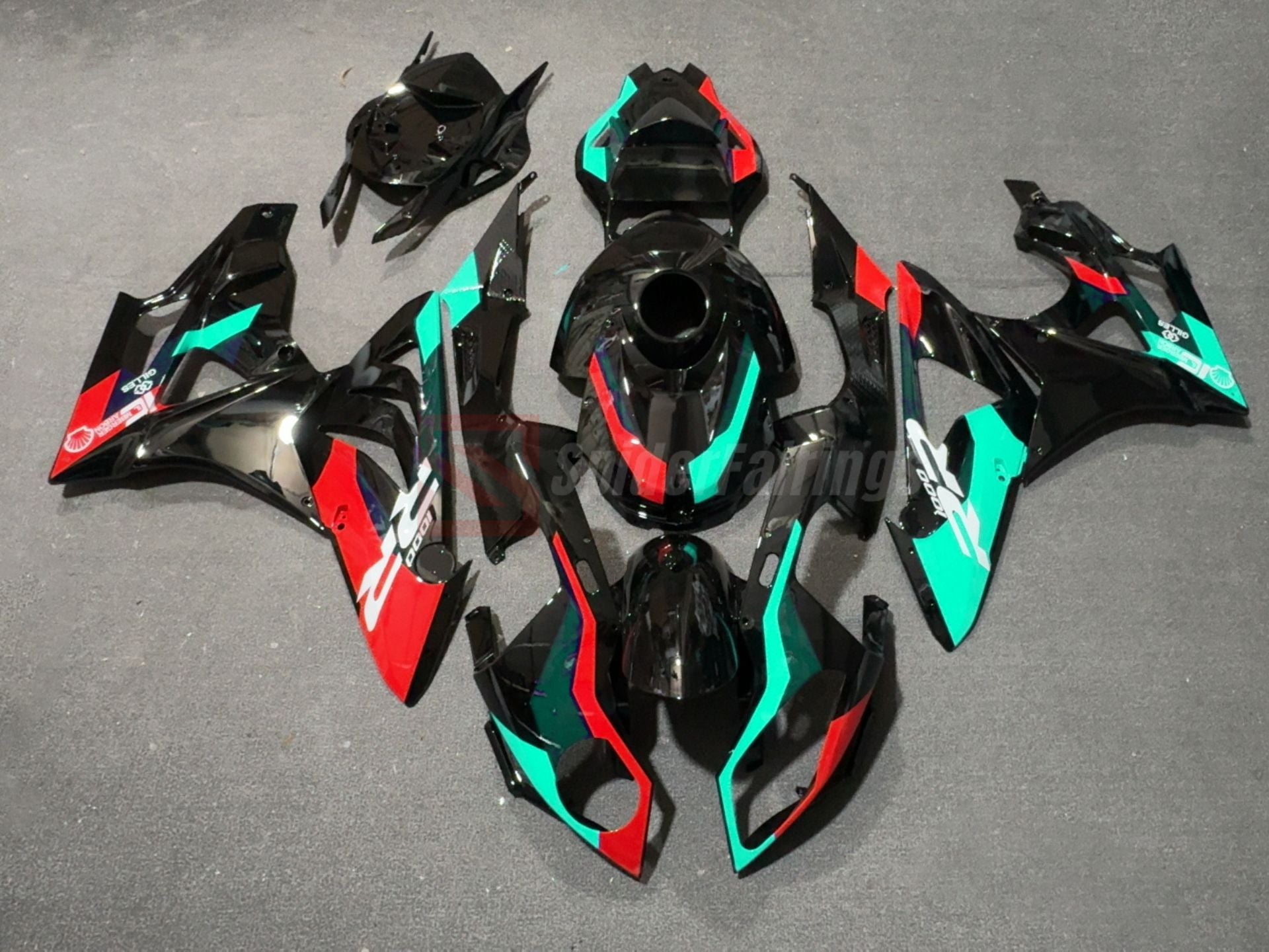 Gloss Cyan Red and Black-BMW 1000RR 2009-2014 – SpiderFairings