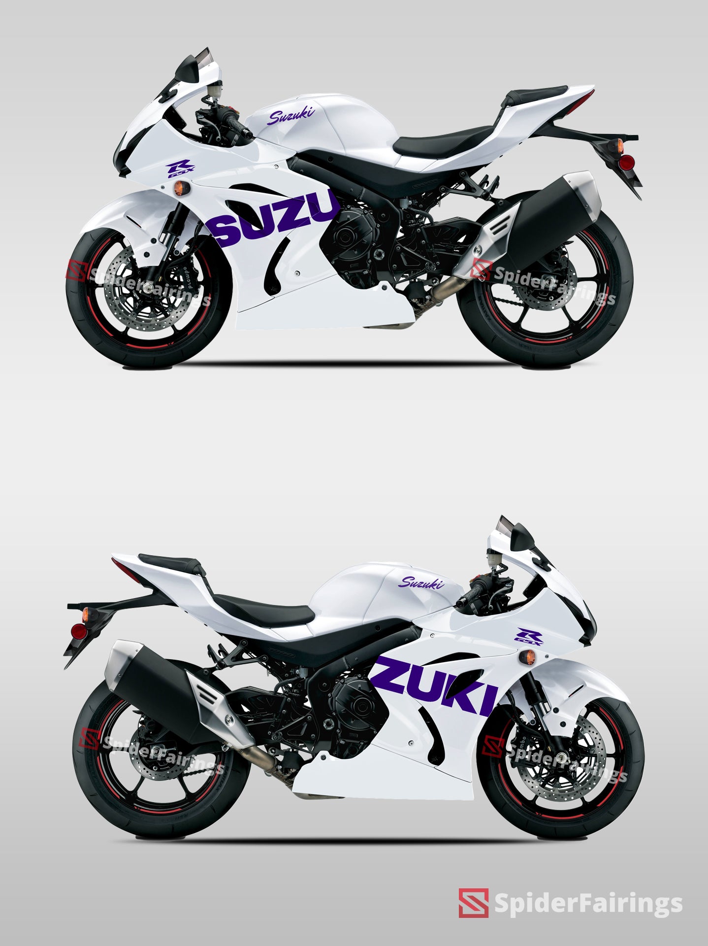Gloss Toyota White and Candy Purple-Suzuki GSXR1000 2017-2025 ...