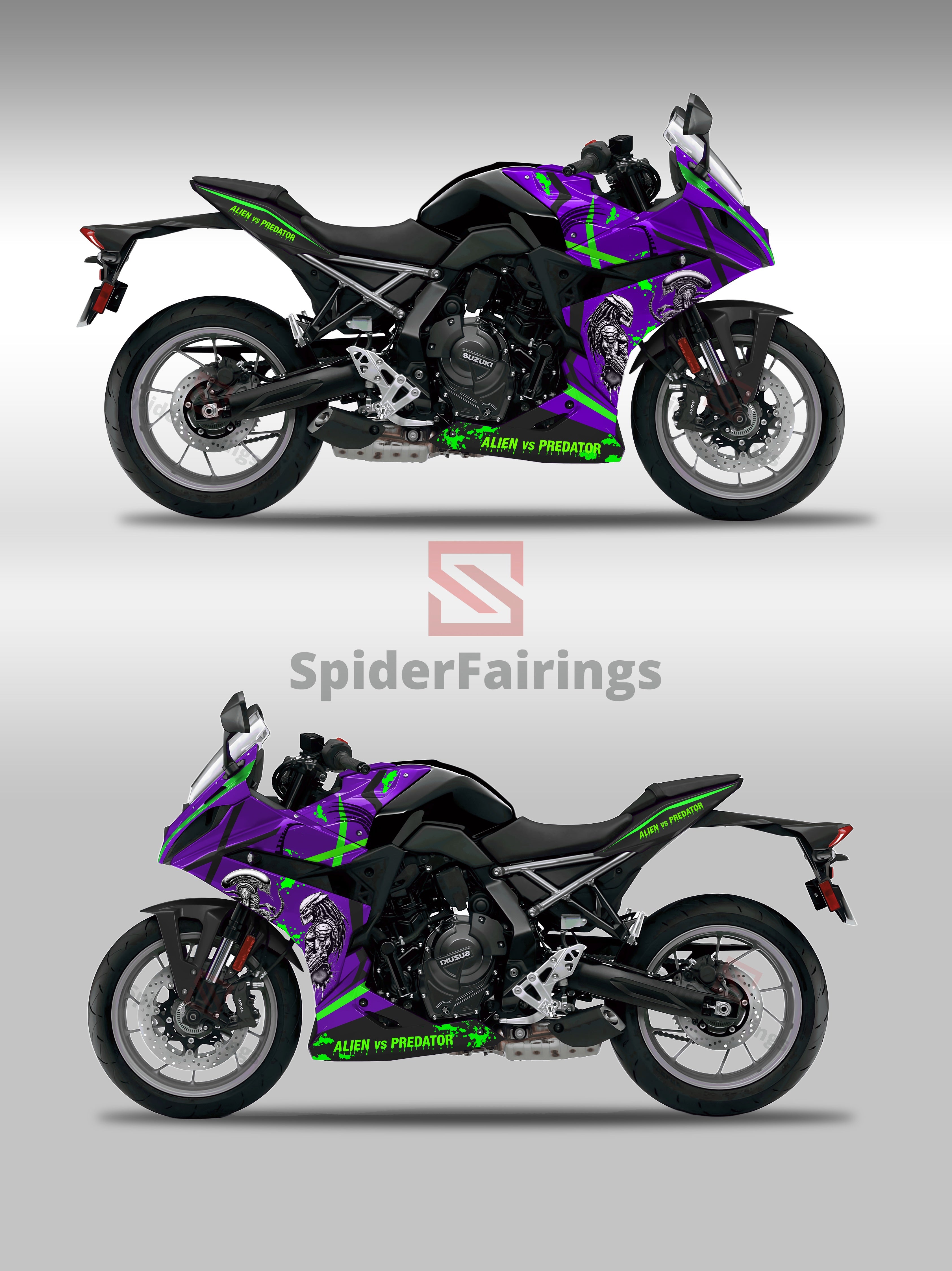Suzuki GSX-8R 2025 Kawasaki Green and Purple Alien vs Predator Theme D ...